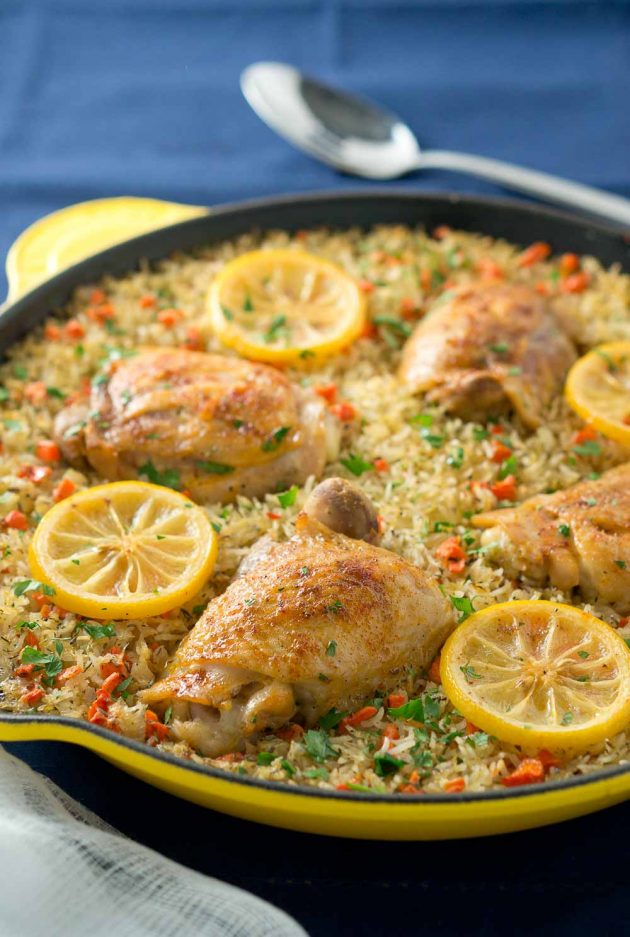 One Skillet Mediterranean Chicken and Rice | Delicious Meets Healthy